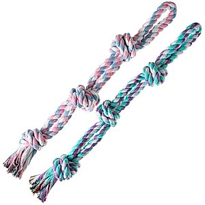 XIGOU Dog Rope Toys 2 Pcs Indestructible Dog Toys, Dog Chew Toys for Aggressive Chewers, Tough Puppy Teething Chew Toys for Boredom, Dental Cleaning Tug of War Dog Toy, Great for Small to Large Breed