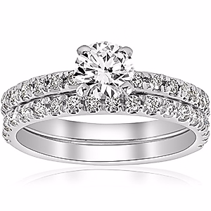 1 ct Diamond Engagement Wedding Ring French Pave Set 14k White Gold - Size 9