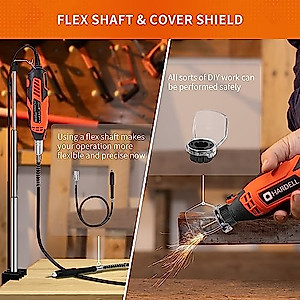 HARDELL Rotary Tool Kit, 160W Power Rotary Tool with Flex Shaft - 7 Variable Speed From 8000 to 35000RPM, 85pcs Accessories, Rotary Tools for Carving, Cutting, Engraving, Sanding, Grinding