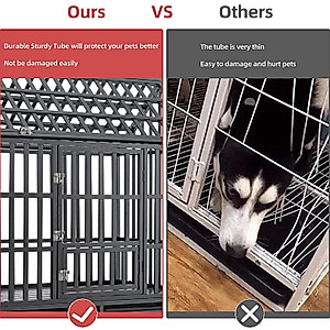 Afqxf Large Dog Crate Cage, 47'' Heavy Duty Galvanized Iron Dogs Cage Kennels Crates Furniture with Front Door, Top Door and 4 Lockable Wheels, Perfect for Patio, Home, Backyard, Black