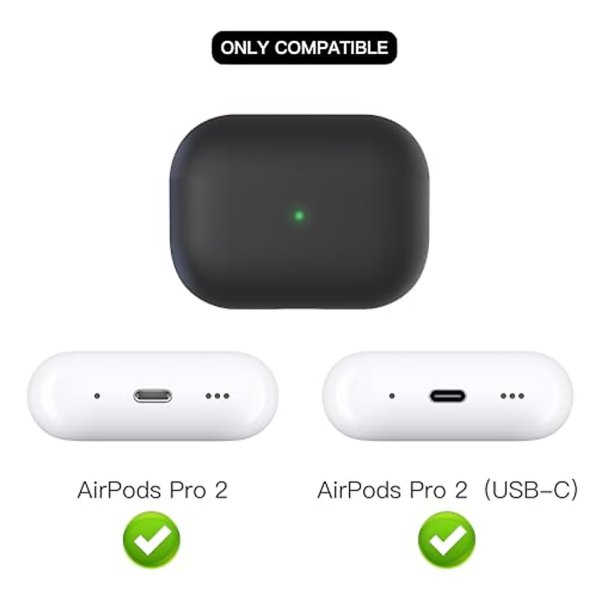 Liquid Silicone Case for AirPods Pro 2(2023/2022), Triple Layer Hybrid Protective Hard Case Shockproof Cover Compatible with AirPods Pro 2nd Generation(Black)