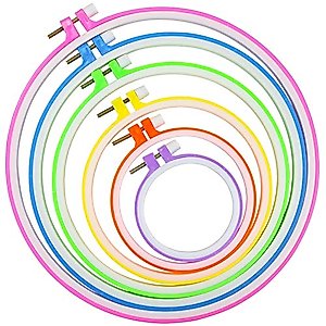 Similane 6 Pieces Embroidery Hoops, Plastic Circle Cross Stitch Hoop Ring 3.4 inch to 10.2 inch (Multicolor) for Embroidery and Cross Stitch