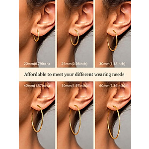 HAIAISO 6 Pairs Clip On Hoop Earrings for Women Fake Spring Hoop Earrings Set for Non-Pierced Ears Jewelry 6 Sizes(Gold)