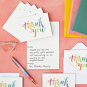 Sustainable Greetings 120-Pack Rainbow Thank You Cards with Envelopes, Bulk Colorful Thank You Note Set, Blank Inside for Business, Wedding, Graduation, Bridal and Baby Shower (4x5 in)