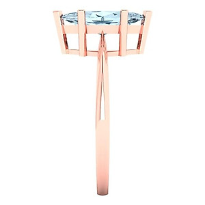 Clara Pucci 1.50 ct Marquise Cut Solitaire Natural Aquamarine Engagement Wedding Bridal Promise Anniversary Ring 18K Rose Gold Size 3.5
