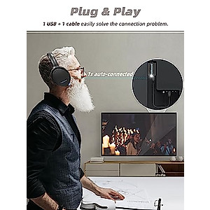 Wireless Headphones for TV - BKM400 Bluetooth TV Headphones Wireless with USB Transmitter Set Optical, AUX, RCA, USB, Plug & Play, 165FT Long Range, No Delay, 20 Hours, Louder and Clearer