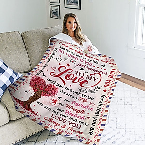 MUCHNEE Couple Fleece Blankets for Him Her, Wife Blanket for Valentine's Day, Anniversary Wedding Gifts for Wife Husband, Couple Blanket, to My Wife Blanket, Romantic Gifts for Couples Newlyweds
