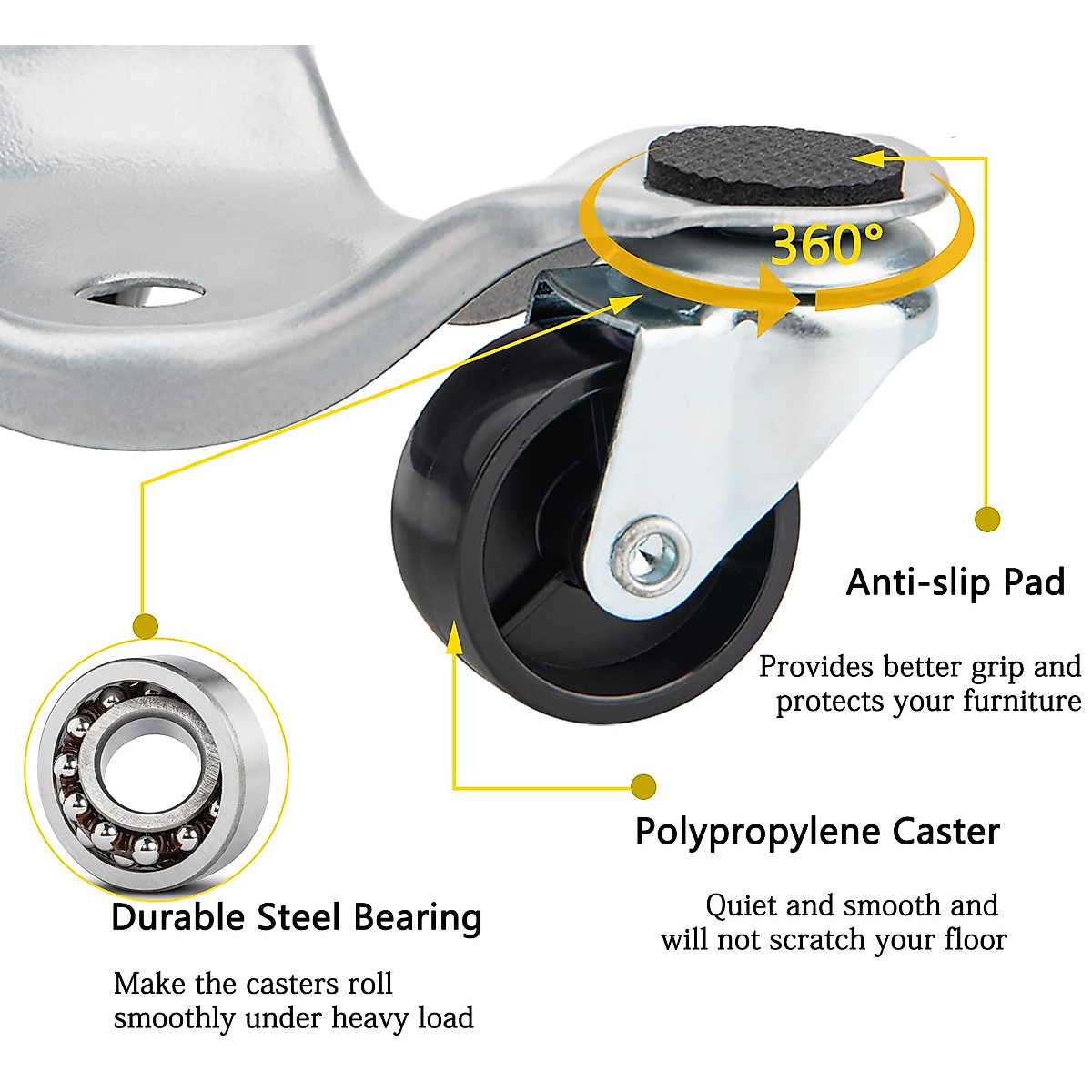 Furniture Moving Dolly, Furniture Tri Dolly, 3 Wheel Movers Dolly for Moving Heavy Furniture, 330LB Load Capacity, Furniture Moving Wheels 4 Pack, 6-Inch Steel Tri-Dolly with Lifter