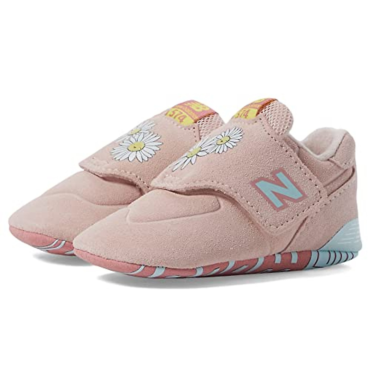 New Balance Kid's 574 V1 Crib Hook & Loop Sneaker, Pink Haze/Natural Pink, 3 Infant