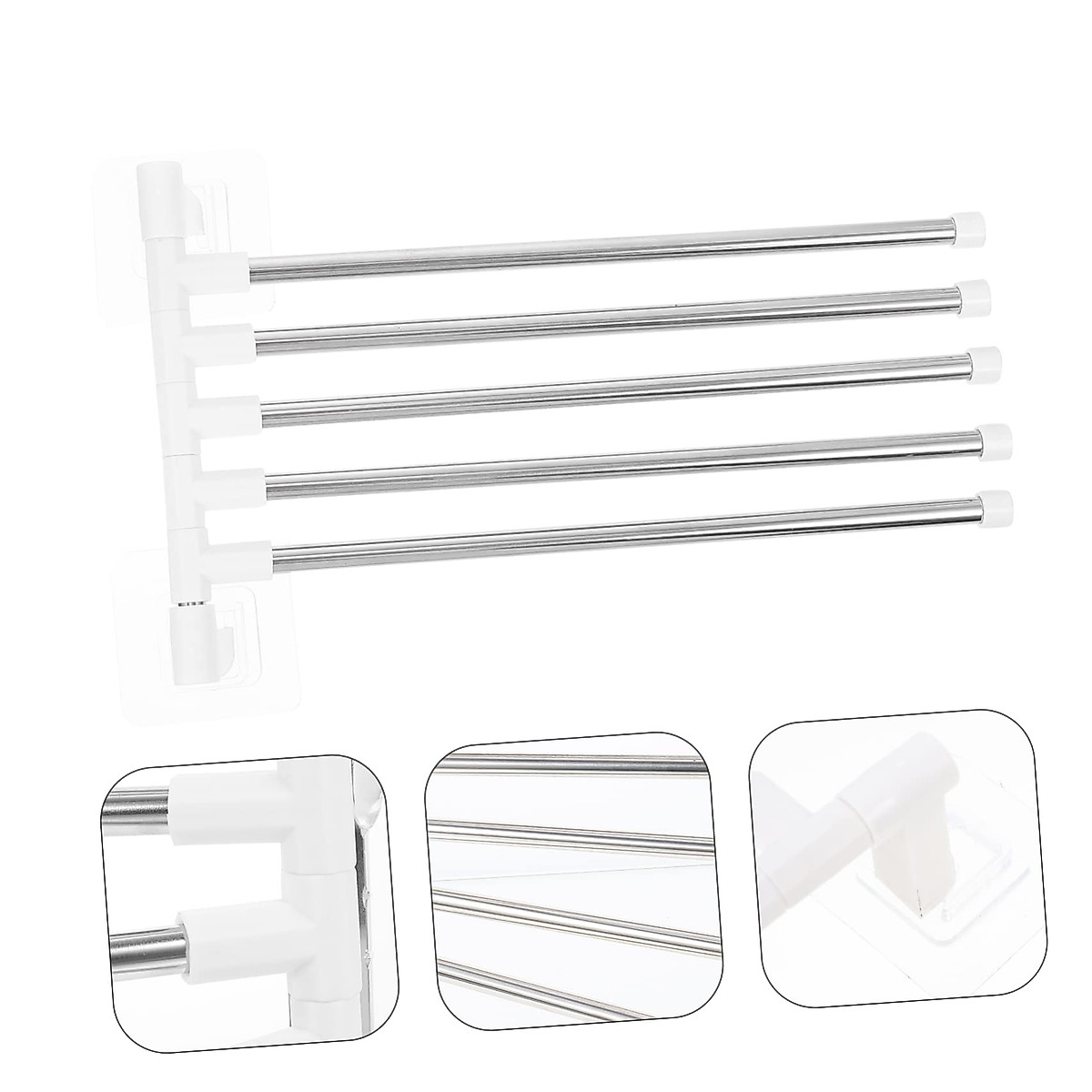 Artibetter 1 Set Rotating Towel Hanger Rotatory Towel Mount Towel Holder Wall Mounted Towel Rack Kitchen Towel Hanging Rack Swivel Towel Metal to Rotate Storage Rack White Stainless Steel