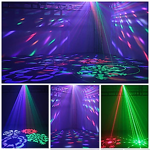 DJ Lights,MARYGEL 4 in 1 Mixed Effect Sound Activated Stage Lights RGBW LED Pattern Lights Strobe Light by Remote and DMX Control for Dancing Club Disco Party Wedding Birthday Christmas(Black)