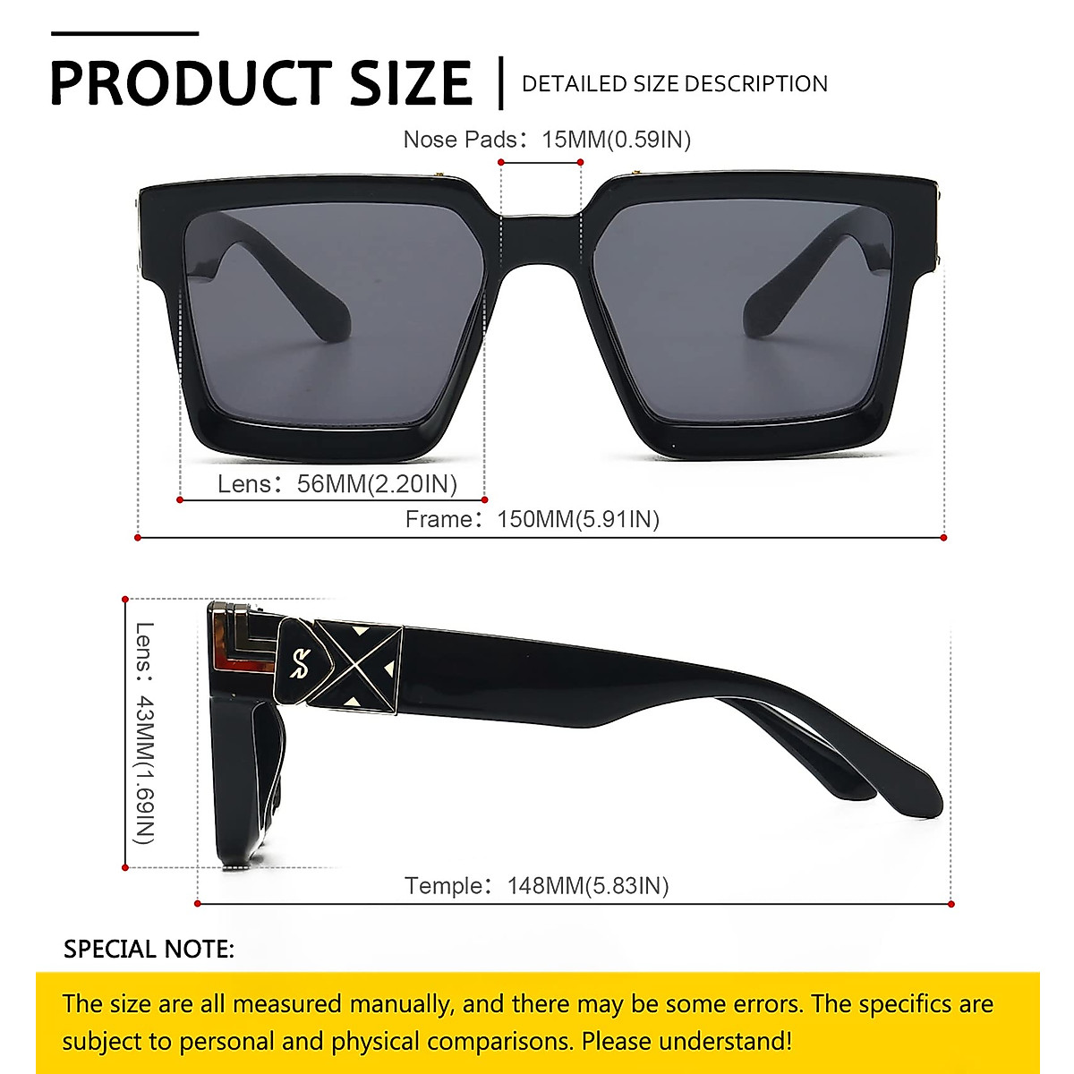 Retro Rectangular Sunglasses Men Women Square Thick Vintage Punk Rock Hip Hop Glasses