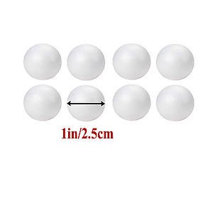 hesmartly 50-Pack 1Inch White Craft Balls for Crafts, Smooth Round White Foam Balls, Craft Supplies for DIY Decorations