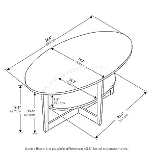 Furinno Coffee Table, 1-Pack, French Oak Grey/Black
