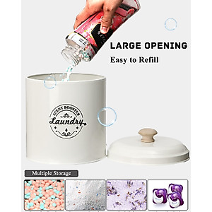 Laundry Scent Booster Beads Dispenser Container for Laundry Room Organization. Laundry Containers for Organizing. Metal Farmhouse Laundry Room Decor. Laundry Dispenser for Detergent, Powder (Cream)