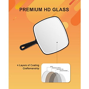 OWBIA Large Hand Mirror, Handheld Mirror with Handle, Salon Mirror for Barber Hairdressing (12.4" x 9")