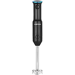 Chefman Cordless Portable Immersion Blender with One-Touch Speed Control - Quick Mix for Shakes, Smoothies, Soups, Dips, Sauces - Black - Stainless Steel Blades - BPA-Free - Dishwasher Safe