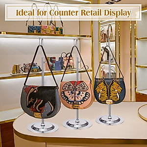 Therwen 6 Pcs Bag Display Stands Purse Display Stand Adjustable Height Handbag Holder for Home Boutique Store Counter Retail(Silver)