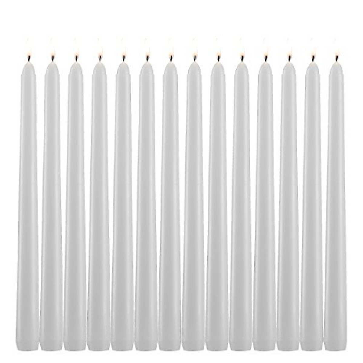 White Taper Candles - Set of 14 Dripless Candles - 10 inch Tall, 3/4 inch Thick - 7.5 Hour Clean Burning