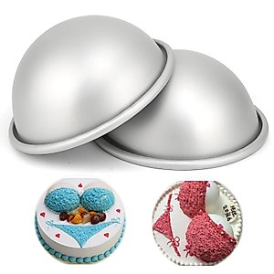 4 Inch Dome Cake Pan, 2 PCS Football Cake Pan, Hemisphere Cake Mold, 3D Soccer Cake Pan, Aluminum Cake Decorating Mold Nonstick Baking Tool