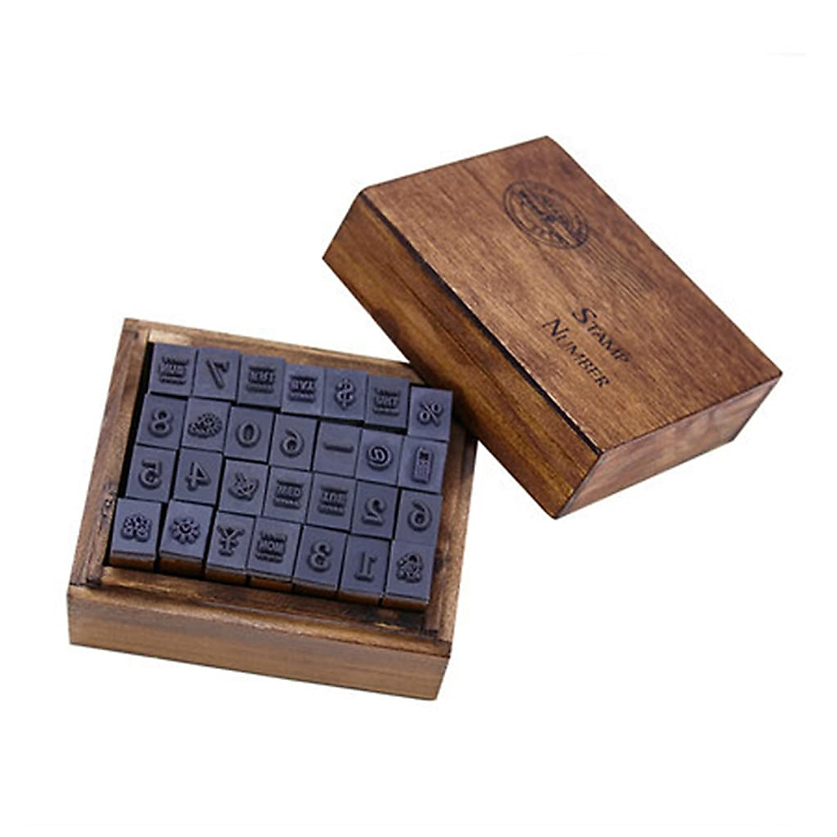 28 Pieces Retro Digital Weather Wooden Stamps Vintage Wood Rubber Stamp Block for DIY Scrapbooking Diary Embellishments Nature Wood Rubber Stamps Set for Card Making Crafting