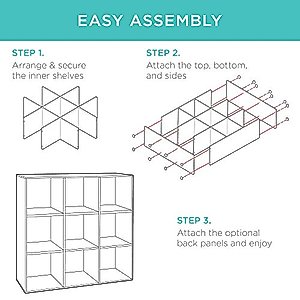 Best Choice Products 9-Cube Storage Shelf Organizer Bookshelf System, Display Cube Shelves Compartments, Customizable w/ 3 Removable Back Panels - Black