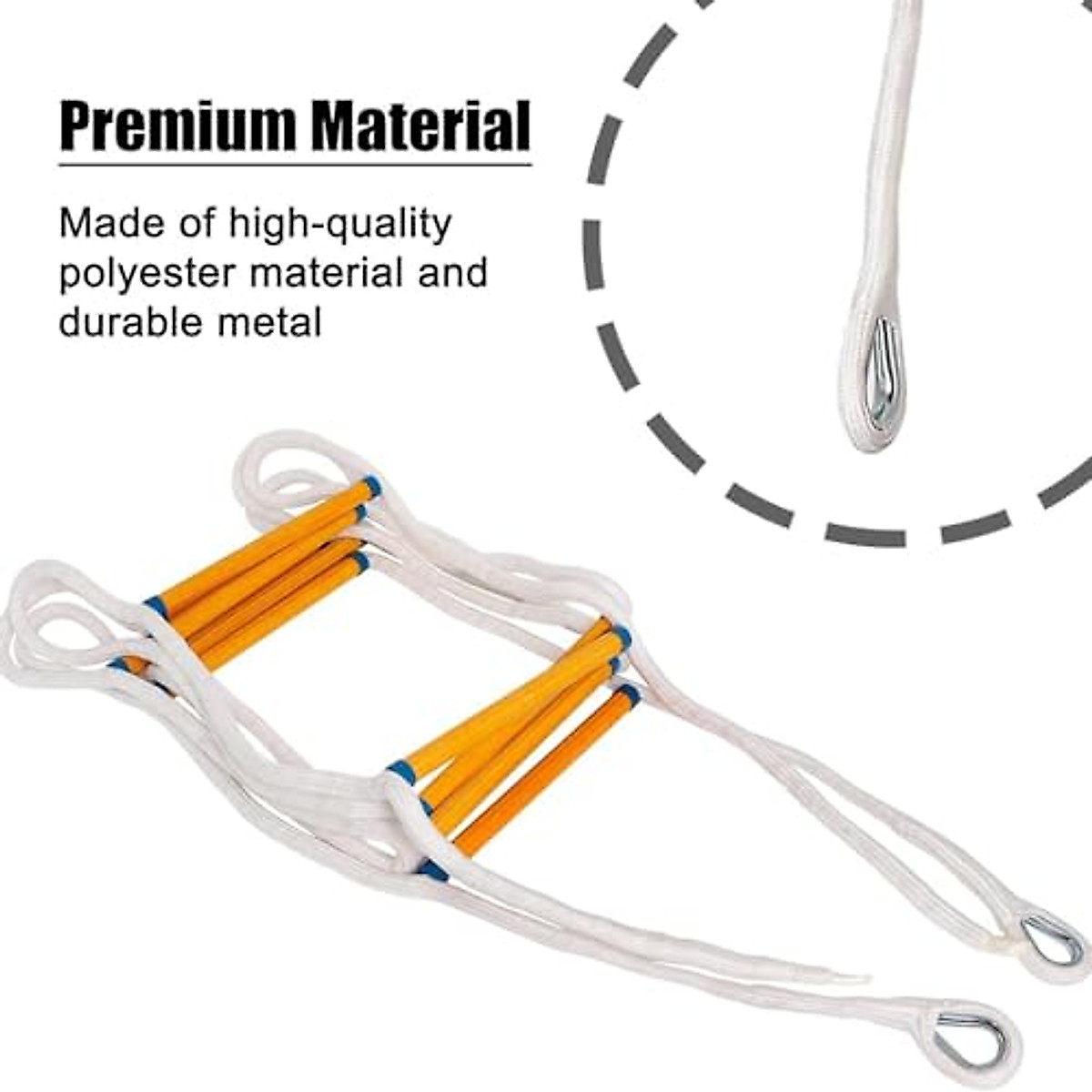 Emergency Fire Escape Ladder, Rope Ladder, Flame Resistant Safety Extension Ladder with 2 Hooks, Fast to Deploy Sturdy Weight Capacity up to 2000 Pounds(16F/5M)