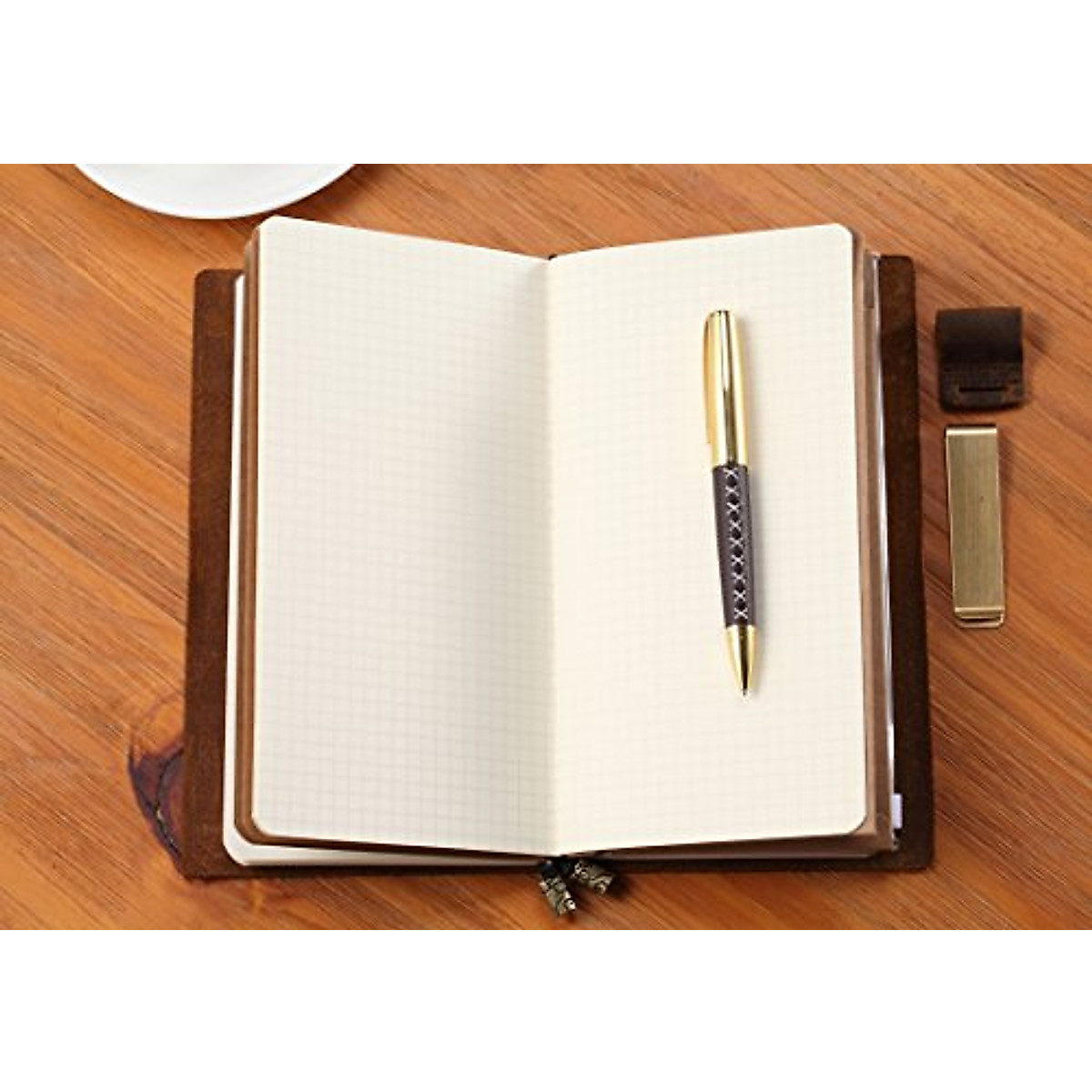 Leather Wrapped Ballpoint Pen for Men and Women - Stylish Faux Leather and Gold Smooth Flowing Non Smudge Ink and Light To Hold - Lovely Presentation Box