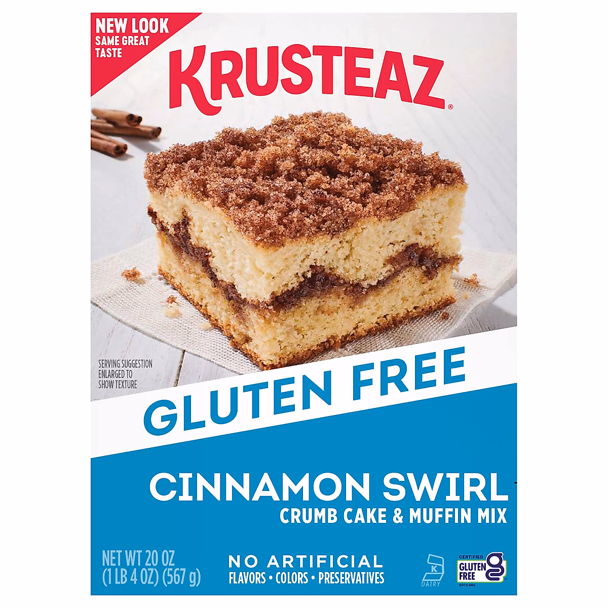 Krusteaz Gluten Free Baking Mix, Cinnamon Swirl Crumb Cake & Muffin Mix, Gluten Free with No Artificial Flavors, Colors or Preservatives, 20 Ounce (Pack of 2)