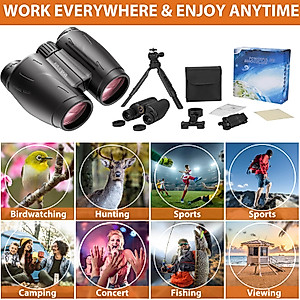 Binoculars 25x30 for Adults with Universal Phone Adapter, Tripod and Tripod Adapter,Large Eyepiece Easy Focus Compact and Waterproof Binoculars for Bird Watching,Hiking and Travel