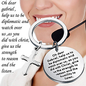 MYOSPARK St. Gabriel Archangel Protect Protection Charm with Prayer Keychain Religious Jewelry Gift For Messengers (Archangel Gabriel Keychain)