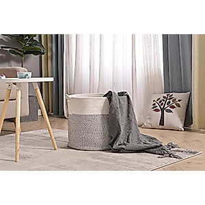 Baskets for Clothes Storage, Large Rope Laundry Basket, Woven Basket for Clothes,Bags,Toys,Towels, Hamper for Laundry, Rope Basket, Blanket Basket, Environmental Protection Material