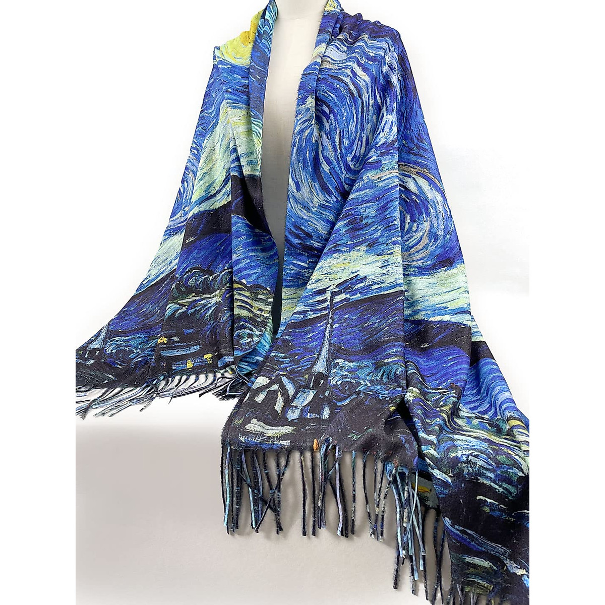 VENVSBEE Van Gogh Scarves Art Scarf for Women Best Gift Reversible Soft Cashmere Feel Shawl Wrap Doubleside Pashmina in Gift Box-02 Starry Night