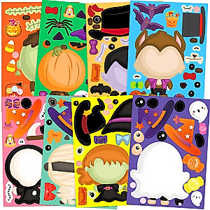 48 Pcs Make Your Own Halloween Sticker Sheets for Kids Home Classroom Party Favor Games Art Craft School Rewards