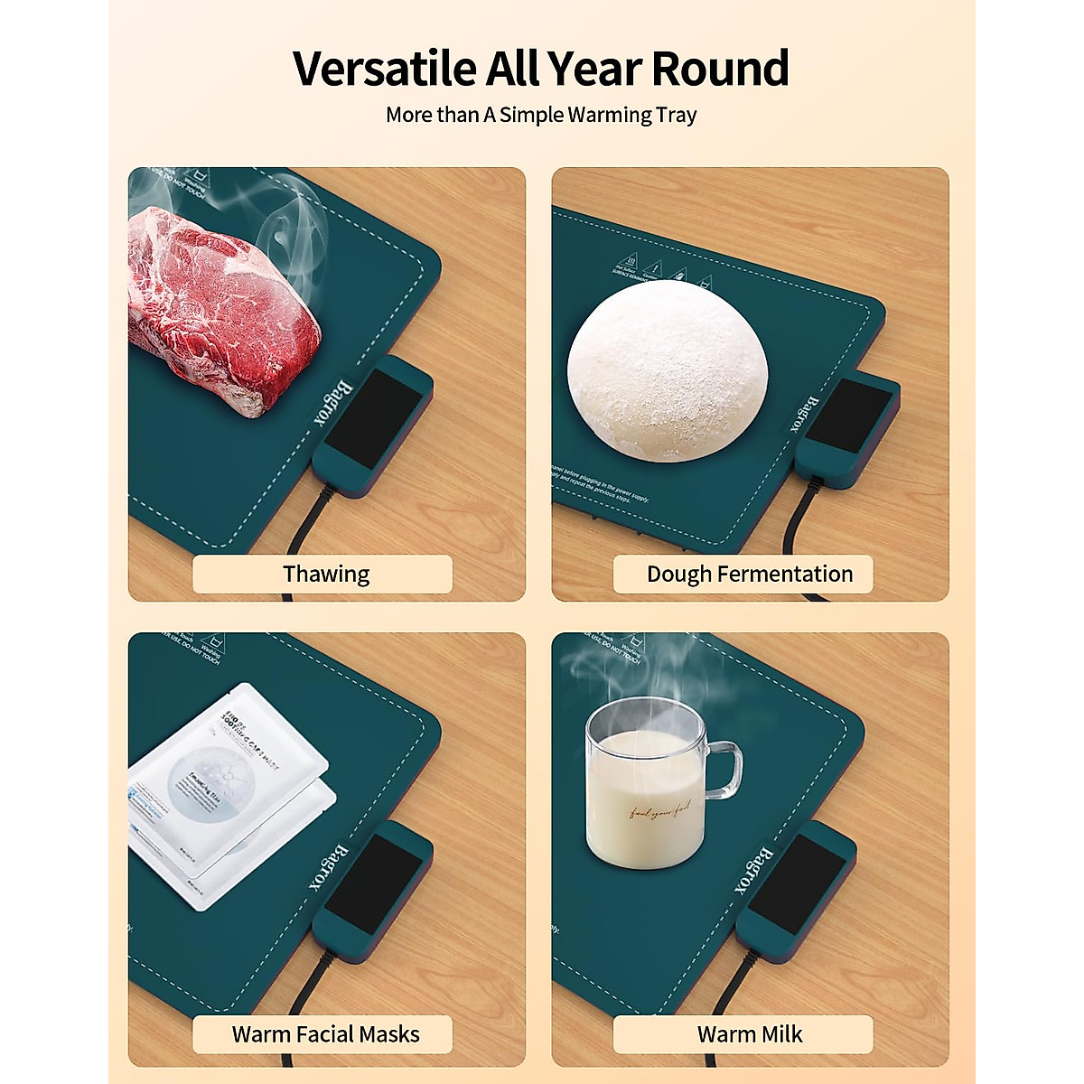 Electric Warming Tray, Food Warming Mat with Adjustable Temperature, Full Surface Heating,Rollable & Portable, Auto Shut-Off -Versatile Food Warmer for Parties Buffets Gatherings Holidays Daily Use