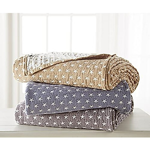 Sterling Creek Dawson Star Muslin Throw Blanket Three Layers Lightweight Breathable Cotton Gauzy Blanket for Adults, All Season (Throw, Gray)