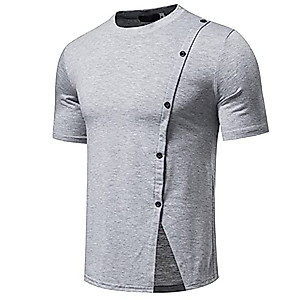 Muscularfit Summer Button Up Shirts for Men Casual Stylish Short Sleeve Round Neck Henley Tshirt Regular Fit Sport Polo Shirt