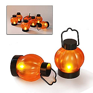 IMAGE Flickering Pumpkin Lantern Tea Lights 12 Pack Flickering LED Pumpkin Lights with Battery Operated Flameless Pumpkin Tealight Candles for Halloween, Christmas, Thanksgiving and Theme Parties