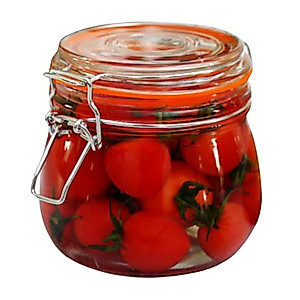 Generic Set of 2 airtight wide mouth glass jar with lid 17oz 0.5 liter Clear Glass Kitchen, Pantry Organizer. Keep your food, grains coffee, tea, cookies and candies dry, fresh. (Oval PC11002-F)