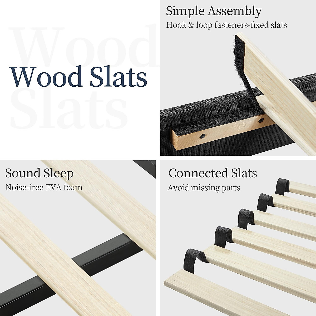 Yaheetech Queen Bed Frame Upholstered Platform Bed with Fabric Headboard, Wing Edge Design/Non-Slip and Noise-Free/Wooden Slats Support/No Box Spring Needed/Easy Assembly, Dark Gray Queen Bed