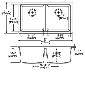 Elkay Quartz Classic ELGU3322GS0 Greystone Equal Double Bowl Undermount Sink