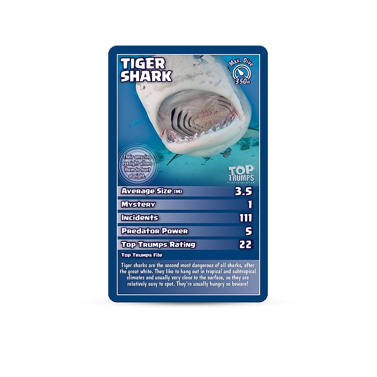 Top Trumps Sharks Classics Card Game, learn about Great White Sharks, Tiger Sharks and Hammerheads in this educational pack, gift and toy for boys and girls aged 6 plus