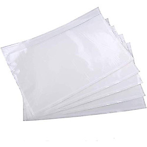 100 Pack 7.5" x 5.5" Clear Self-Adhesive Top Loading Packing List/Shipping Label Envelopes Pouches