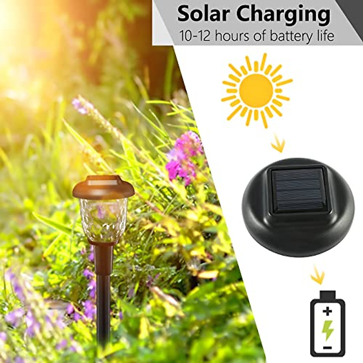 TAILKAT Solar Outdoor Lights, LED Color Changing and RGB Solar Lawn Lights, IP65 Waterproof Garden Pathway Solar Lights, Built-in Polysilicon Panel, Suitable for Porch, Balcony, Garden(6 Pack