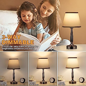 Kakanuo Touch Table Lamp for Bedroom, Small Bedside Lamp with USB C Charging Port, 3 Way Dimmable Touch Control Nightstand Lamp for Living Room and Office, LED Bulb Included