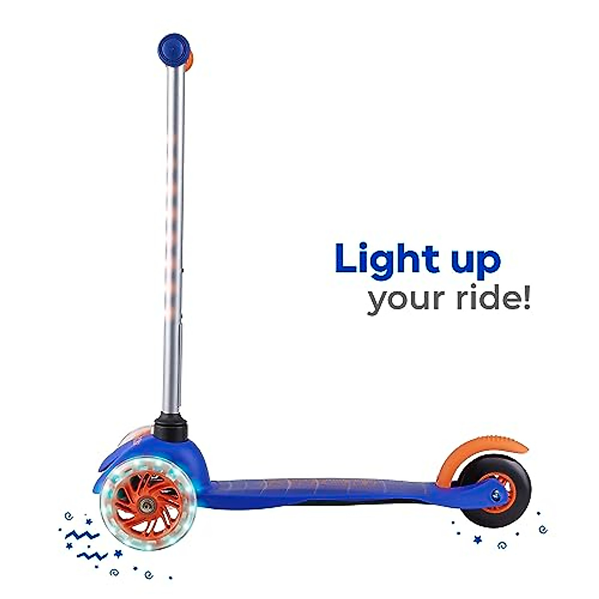 Ignight Blue/Orange 3 Wheel Scooter for Boys and Girls Ages 3+, Max Weight 75lbs, Foot-Activated Brake - Durable, Comfortable, & Easy to Ride