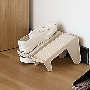 Bonlting 4pcs Shoe Slots Organizer Adjustable Shoe Stacker Double Layer Stack Shoe Holder Space Saver Shoe Rack Storage Shoe Stacker for Closet Organization