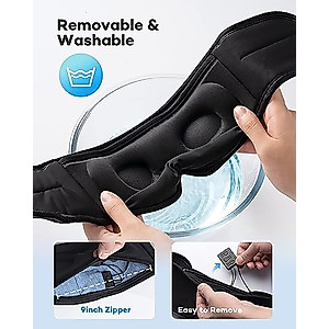 Sleep Headphones, Wireless Music Eye Mask,Ezona 3D Light Blocking Music Eye Mask Earbuds Cover with Adjustable Strap for Side Sleepers Insomnia Travel Yoga Nap Gifts for Men Women