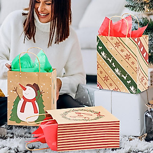 30 Christmas Kraft Gift Bags for Holiday Paper Gift Bags
