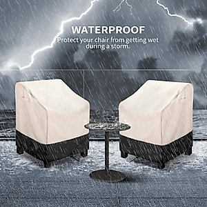 BOLTLINK Patio Furniture Covers Waterproof for Chairs, Heavy Duty Outdoor Lawn Chair Covers 2 Pack Fits up to 35W x 38D x 31H inches, White & Black